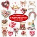 Valentine Watercolor Clip Art Bundle, Instant Download, Valentine Clip ...