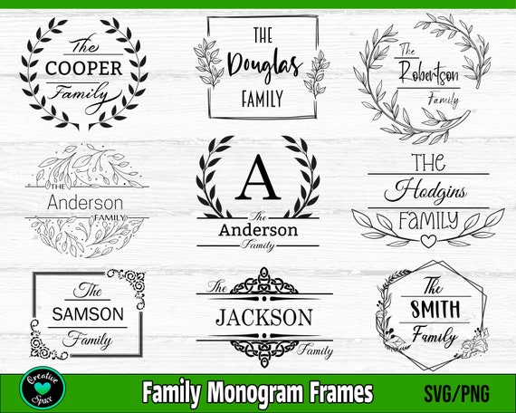 Family Name Monogram SVG Split Family Monogram SVG Family - Etsy