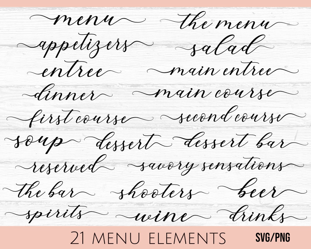 Menu SVG, Wedding SVG, Wedding Menu Svg - Etsy Canada