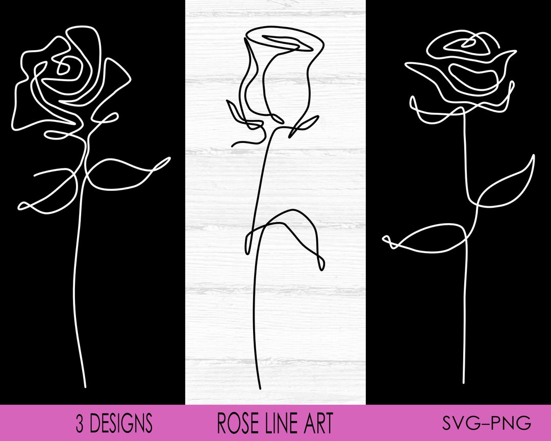 Rose Line Art SVG, Wedding SVG, Valentine's Day Svg, Flower SVG, Rose ...