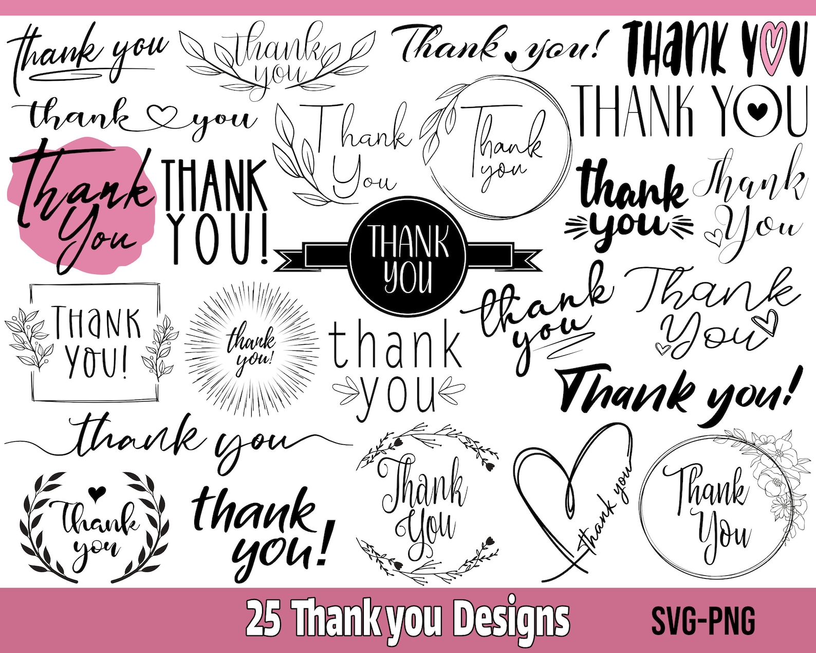Thank You SVG Bundle Thank You Clipart SVG Thank You SVG - Etsy
