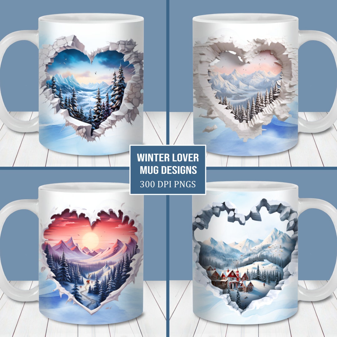 3D Winter Landscapes Mug Wrap Bundle, 11oz and 15oz Mug Template ...