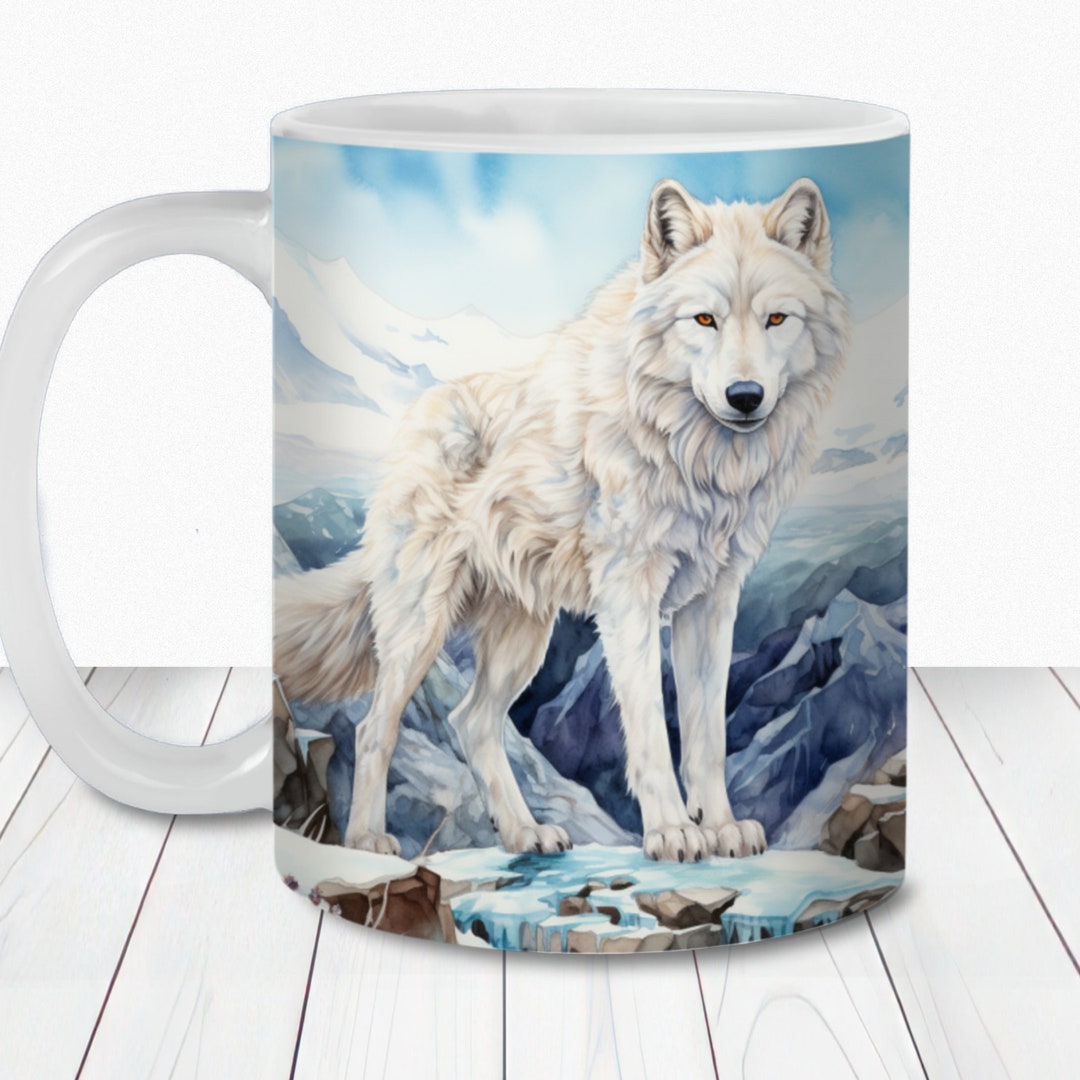 Arctic Wolf Mug Wrap PNG, 11oz and 15oz Mug Wrap Template, Instant ...