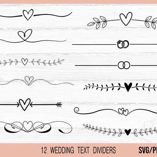 Wedding Text Dividers SVG Heart Text Dividers SVG Wedding - Etsy Canada