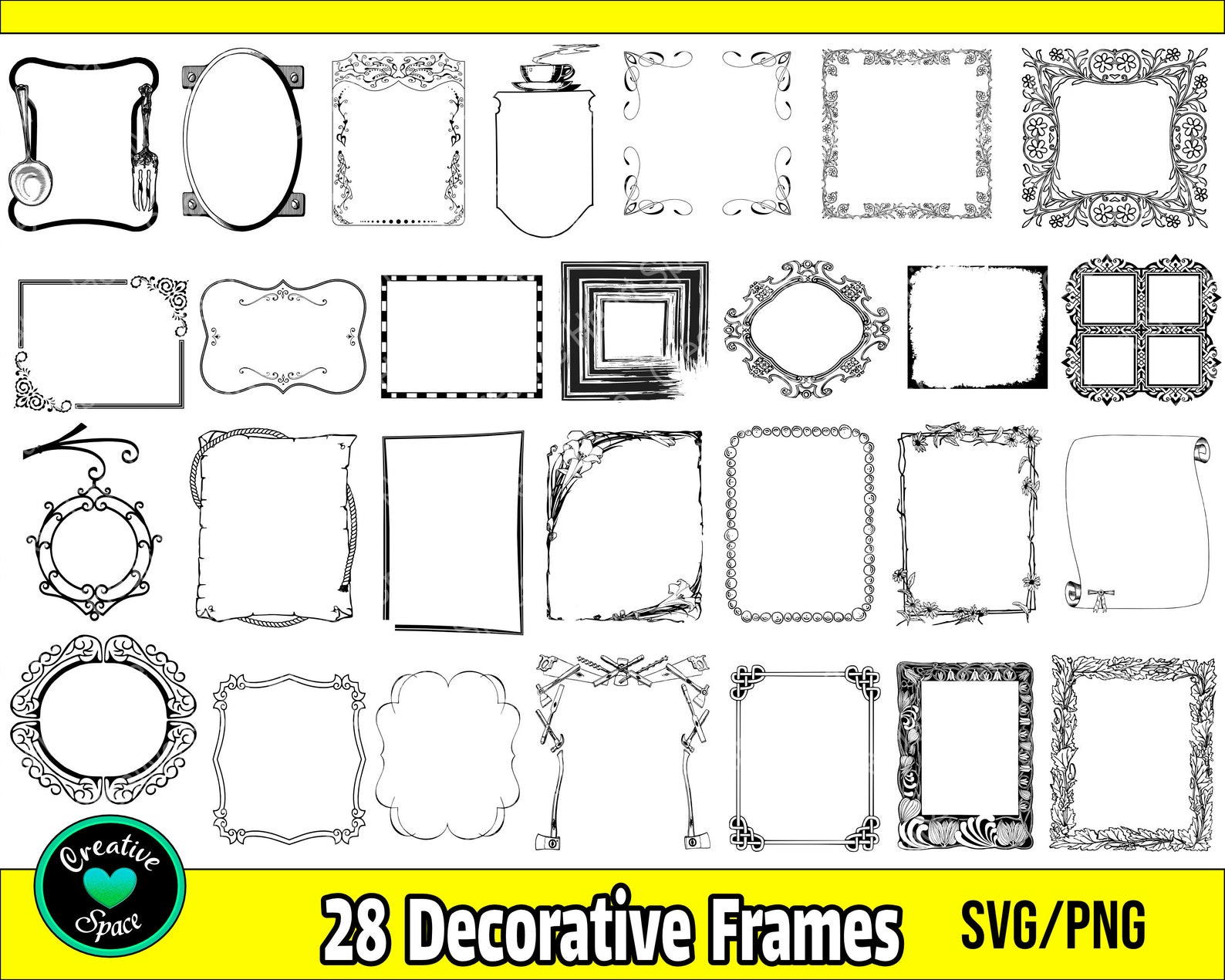 Decorative Frame SVG Frames SVG Bundle Vintage Frames Svg - Etsy