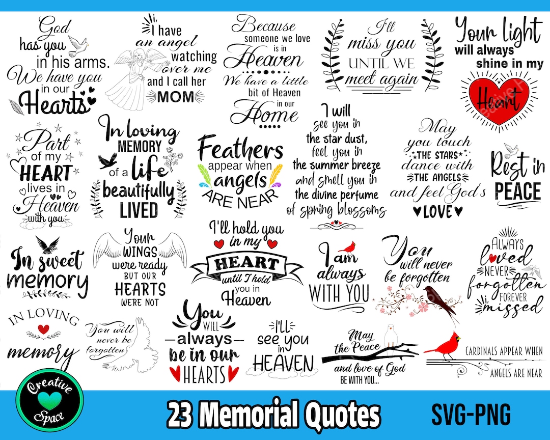 Memorial SVG Bundle, Memorial Quotes SVG, Bereavement Svg, in Loving ...