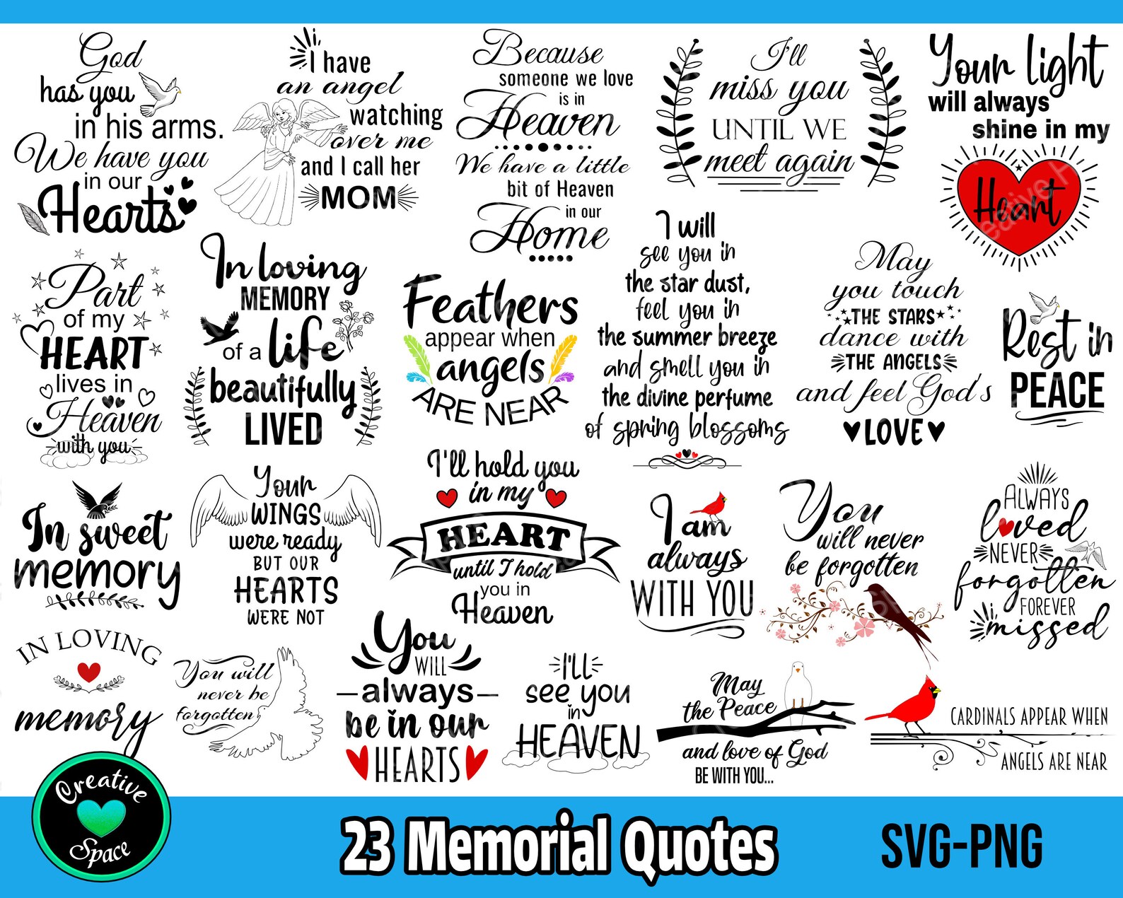 Memorial SVG Bundle Memorial Quotes SVG Bereavement svg In | Etsy