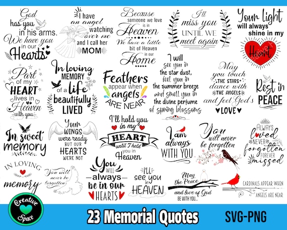 Memorial SVG Bundle Memorial Quotes SVG Bereavement Svg in | Etsy