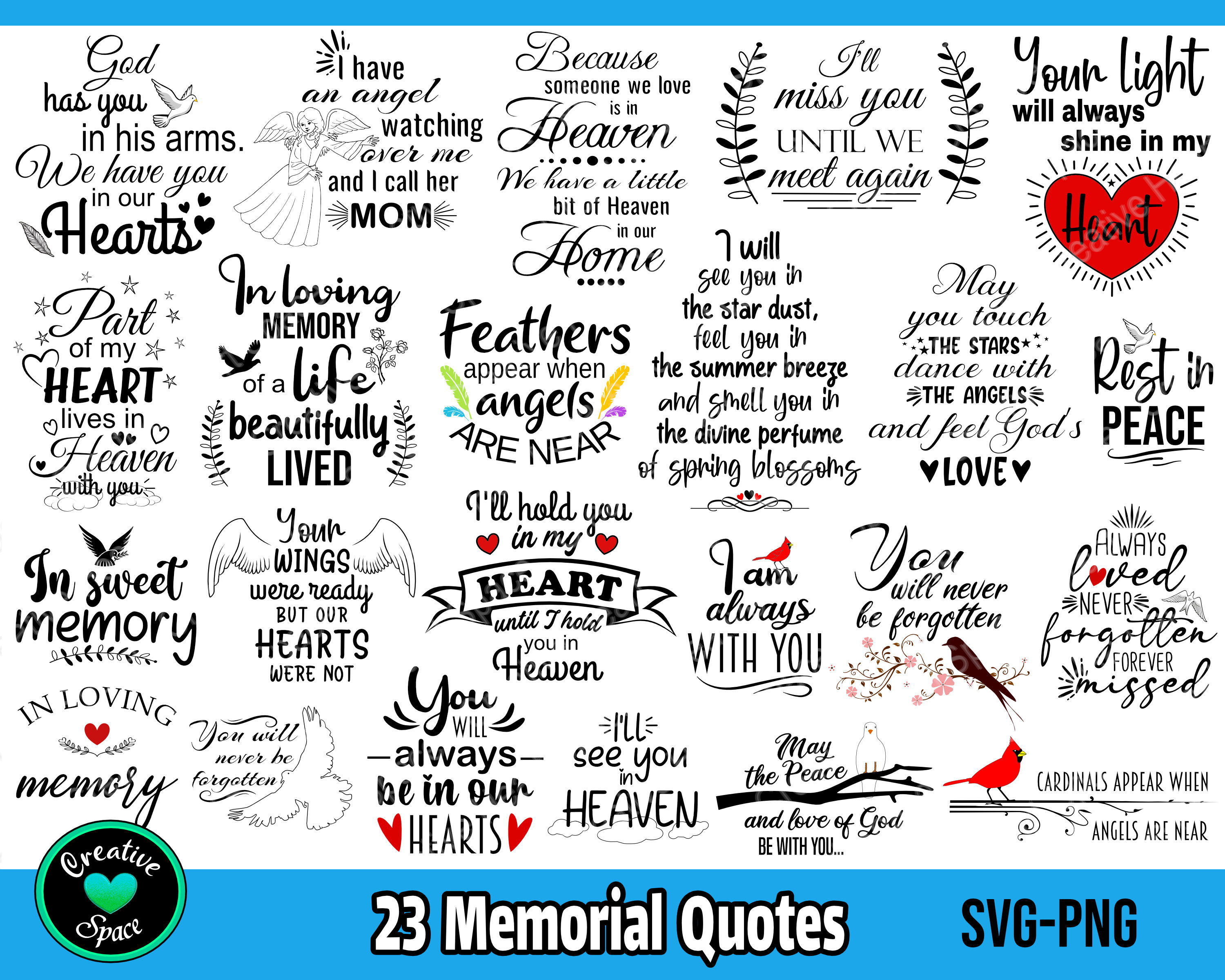 Memorial SVG Bundle Memorial Quotes SVG Bereavement svg In | Etsy