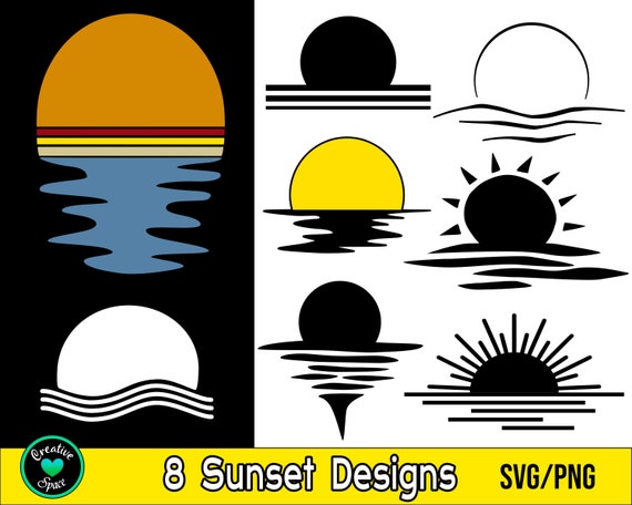 Sunset SVG Bundle Sun SVG Retro Sunset SVG Sunset Svg Sun | Etsy