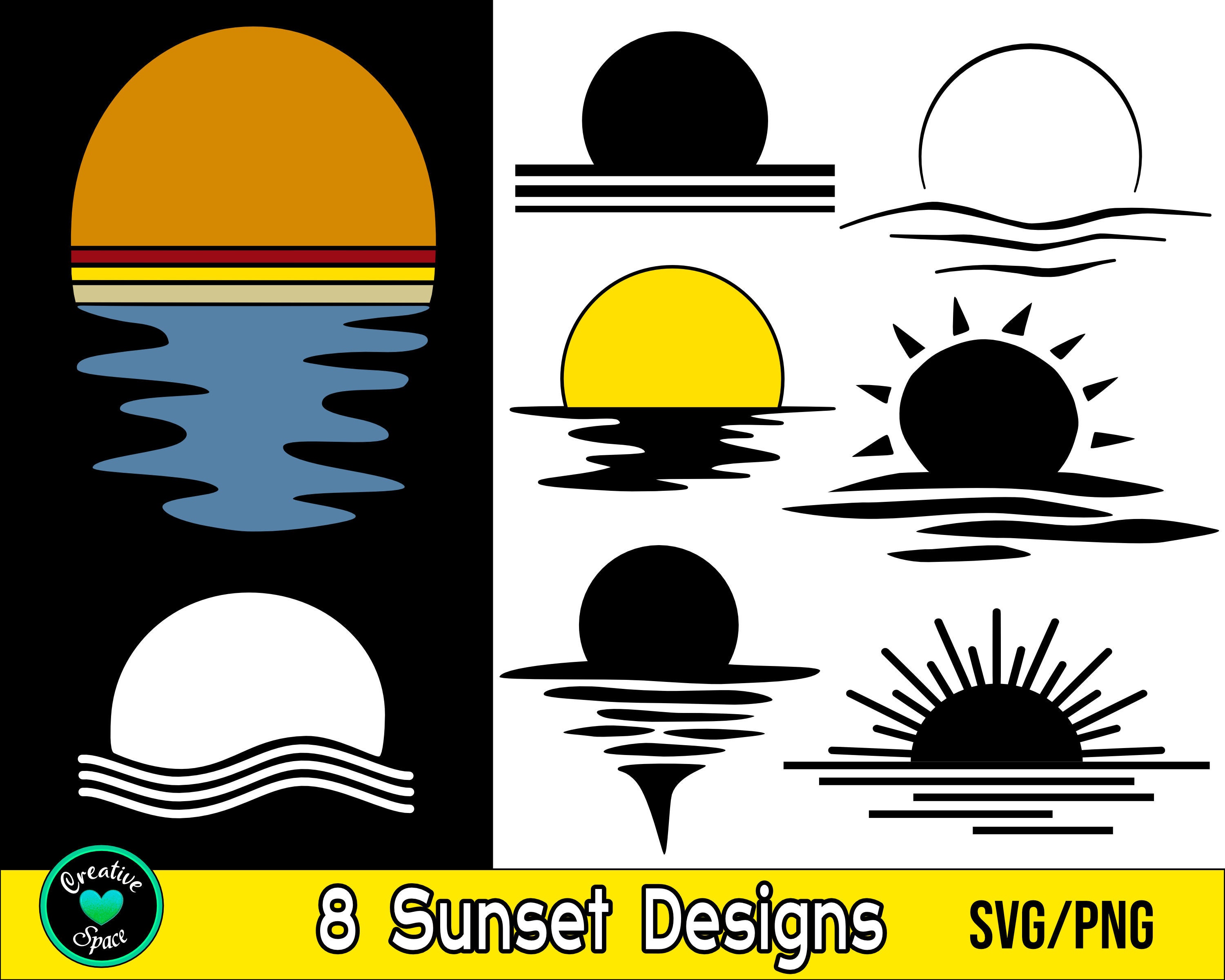 Sunset Over Water Clipart 8