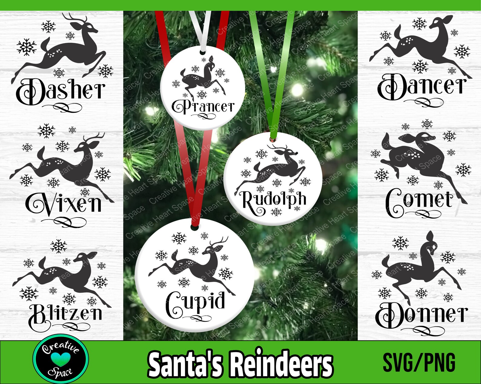 Santa's Reindeers SVG Bundle Christmas SVG Reindeer | Etsy