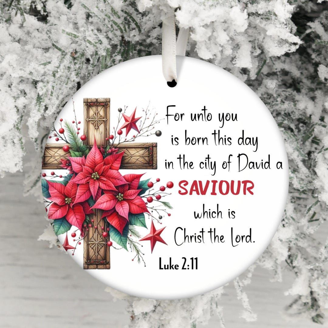 Bible Verse Luke 2 11 Ornament PNG, Christian Religious Ornament ...