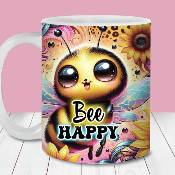 Bee Happy Mug - Etsy