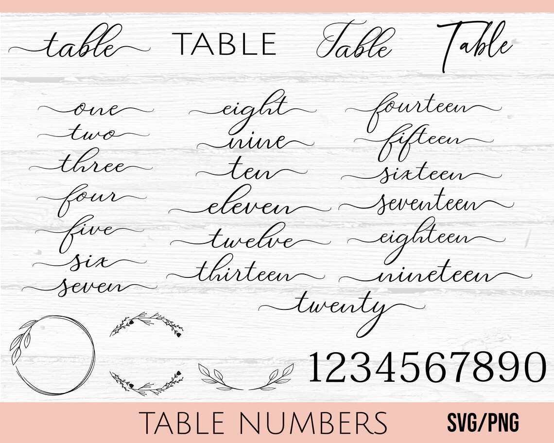 Wedding Table Numbers SVG, Wedding SVG, Wedding Sign Svg, Table Numbers ...