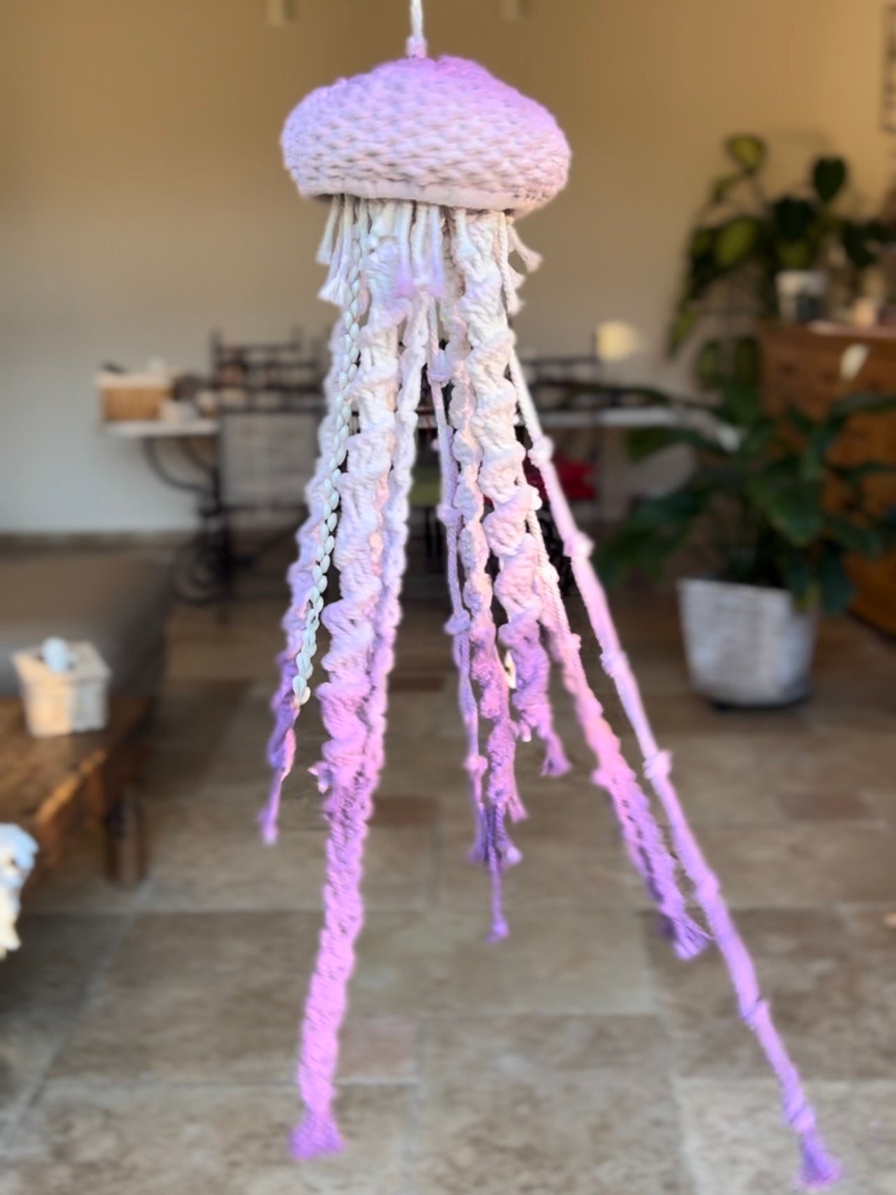 Large Handmade Jellyfish, Macrame Jellyfish Hanging Decoration, Seaside ...