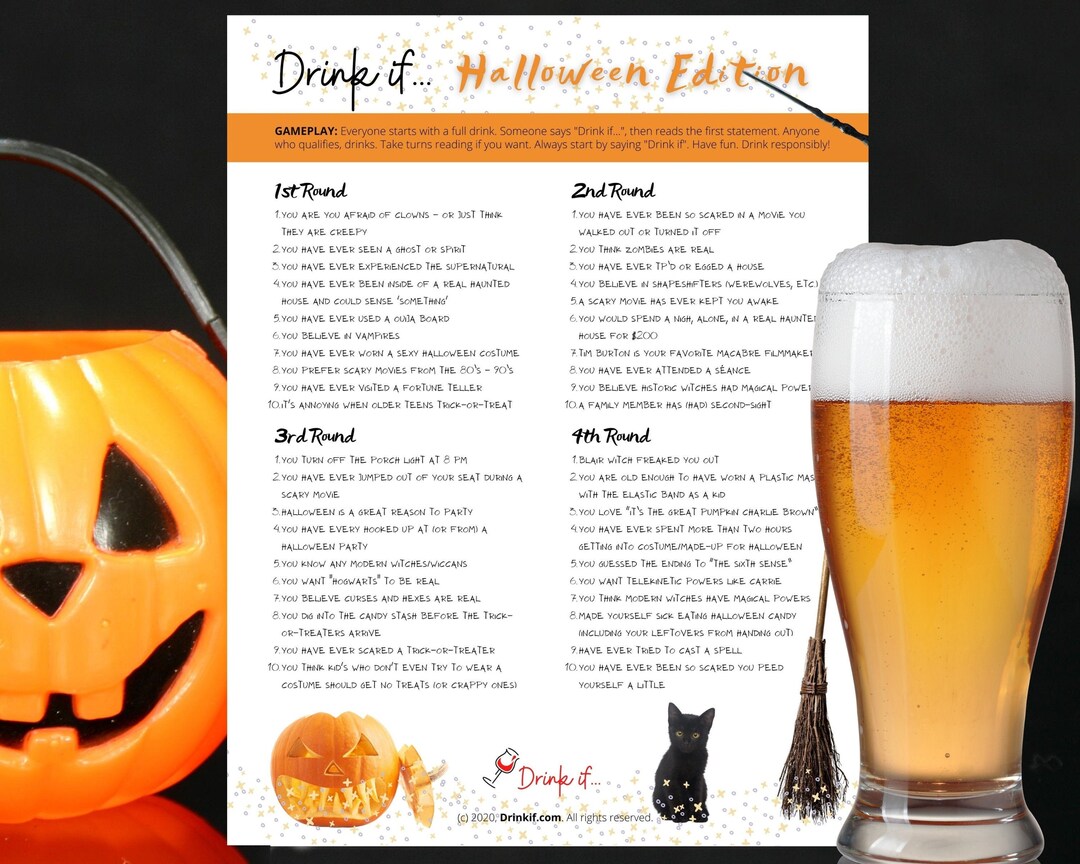 Drink If... Halloween Edition Drinking Game - Instant Download! - Etsy