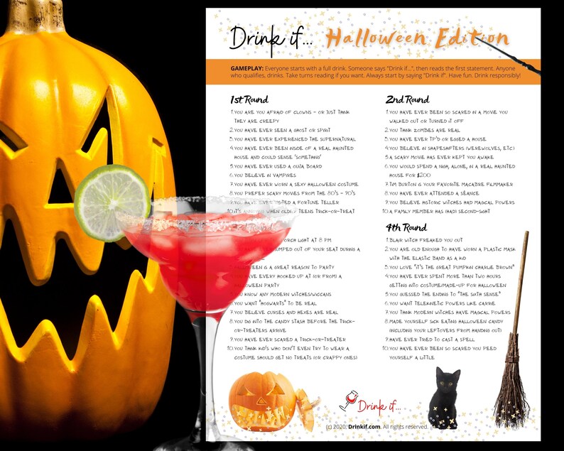 Drink If... Halloween Edition Drinking Game - Instant Download! - Etsy