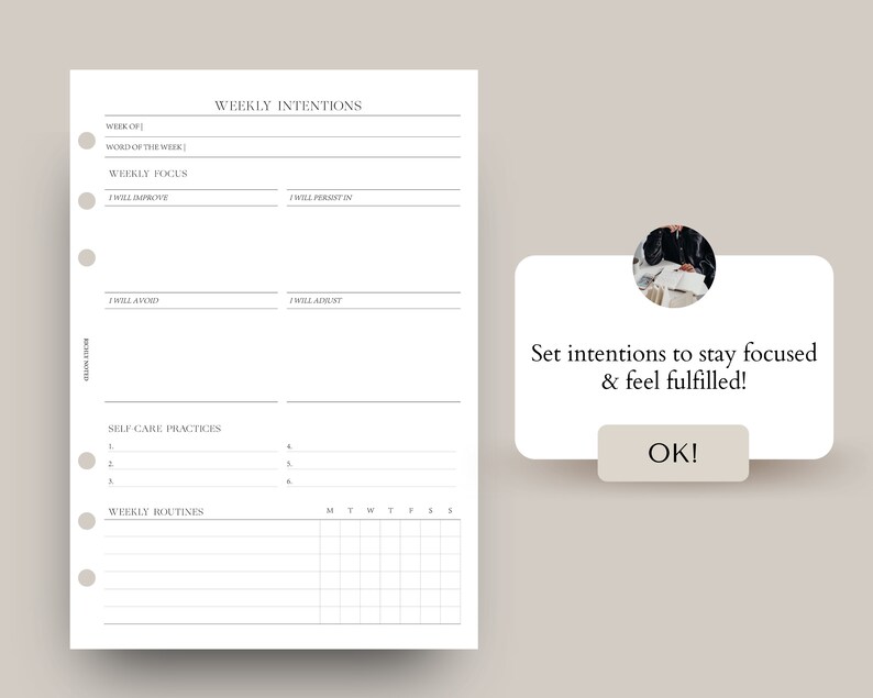 Intention-setting Weekly Digital Planner Self-care Planner With Habit ...