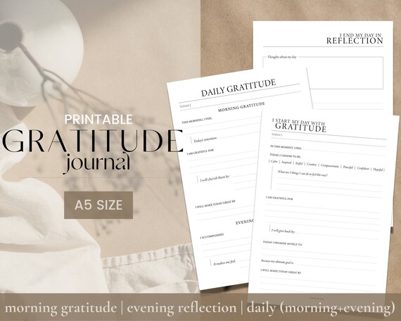 Gratitude Journal Printable in A5 SIZE Includes Daily | Etsy