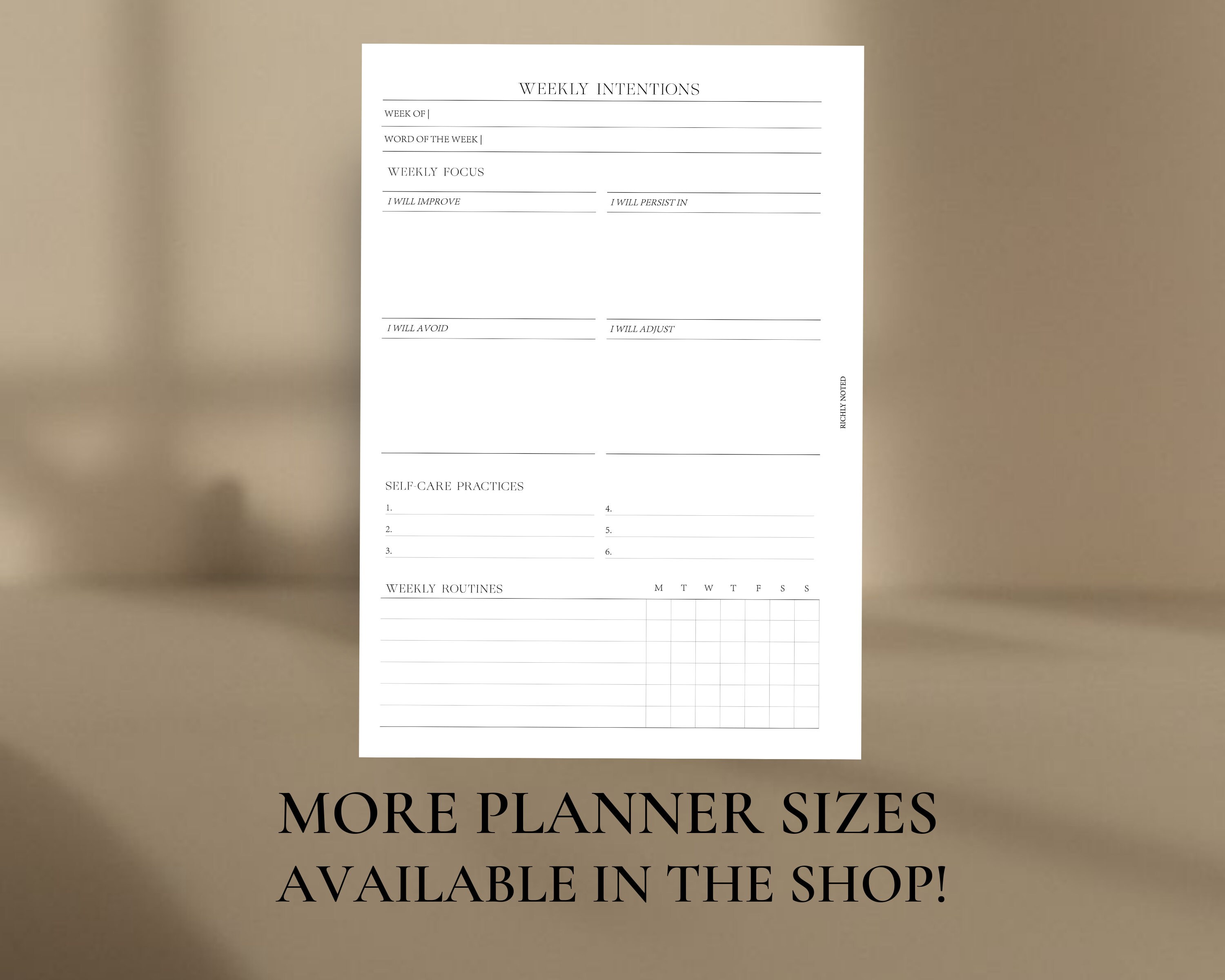 Intention-Setting Weekly Digital Planner Self-care Planner | Etsy