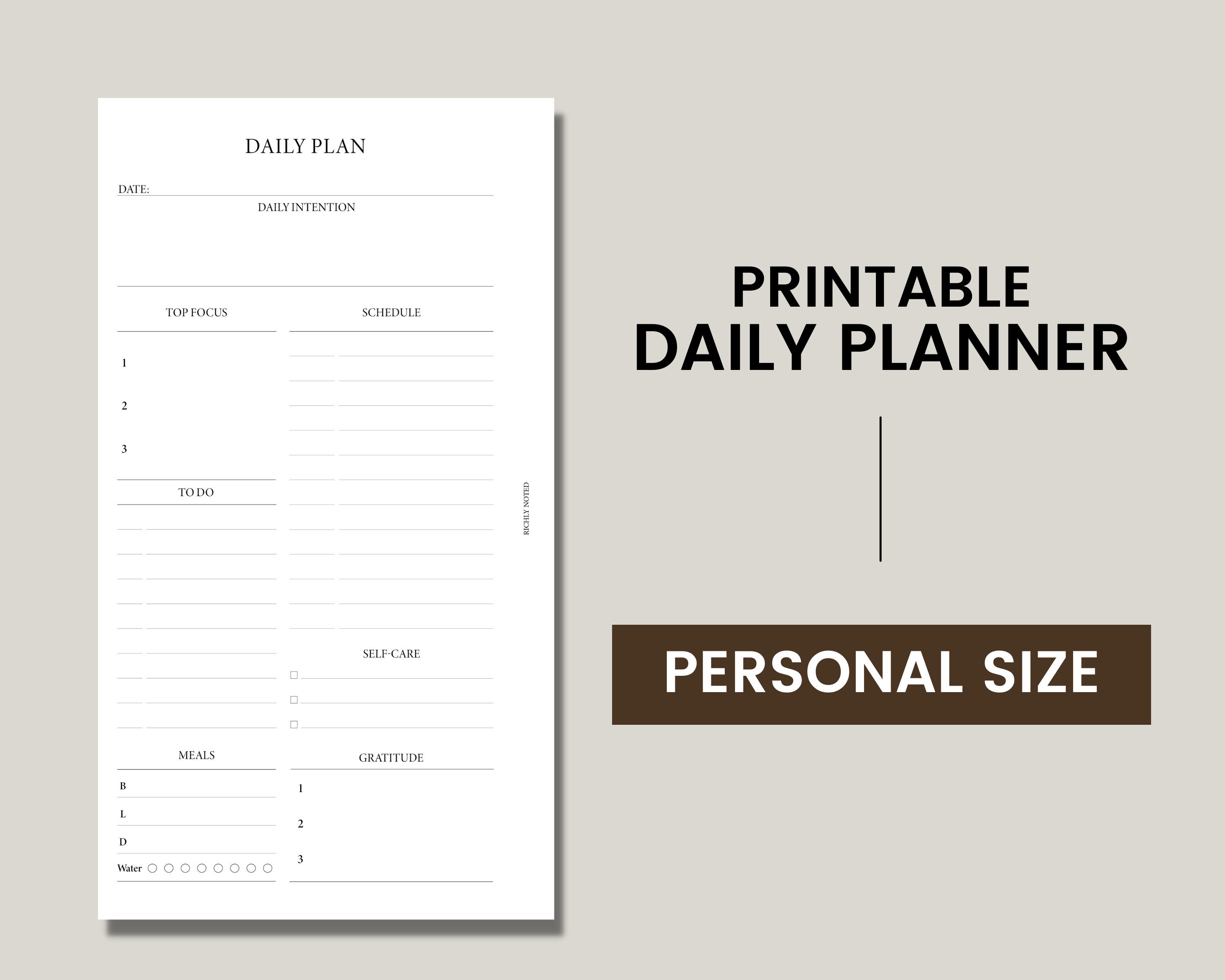 Printable Daily Planner PERSONAL Size Printable Planner Inserts ...