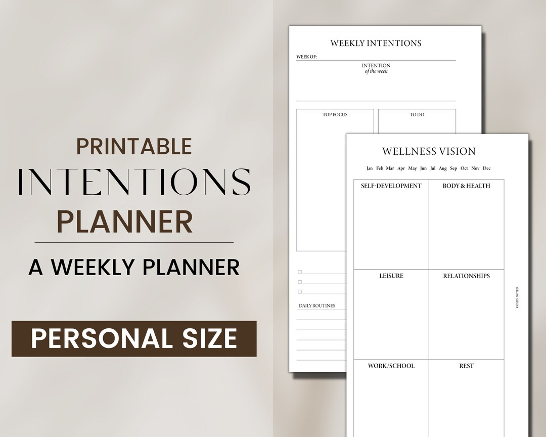 Wellness Weekly Planner in PERSONAL SIZE Weekly Monthly Planner ...
