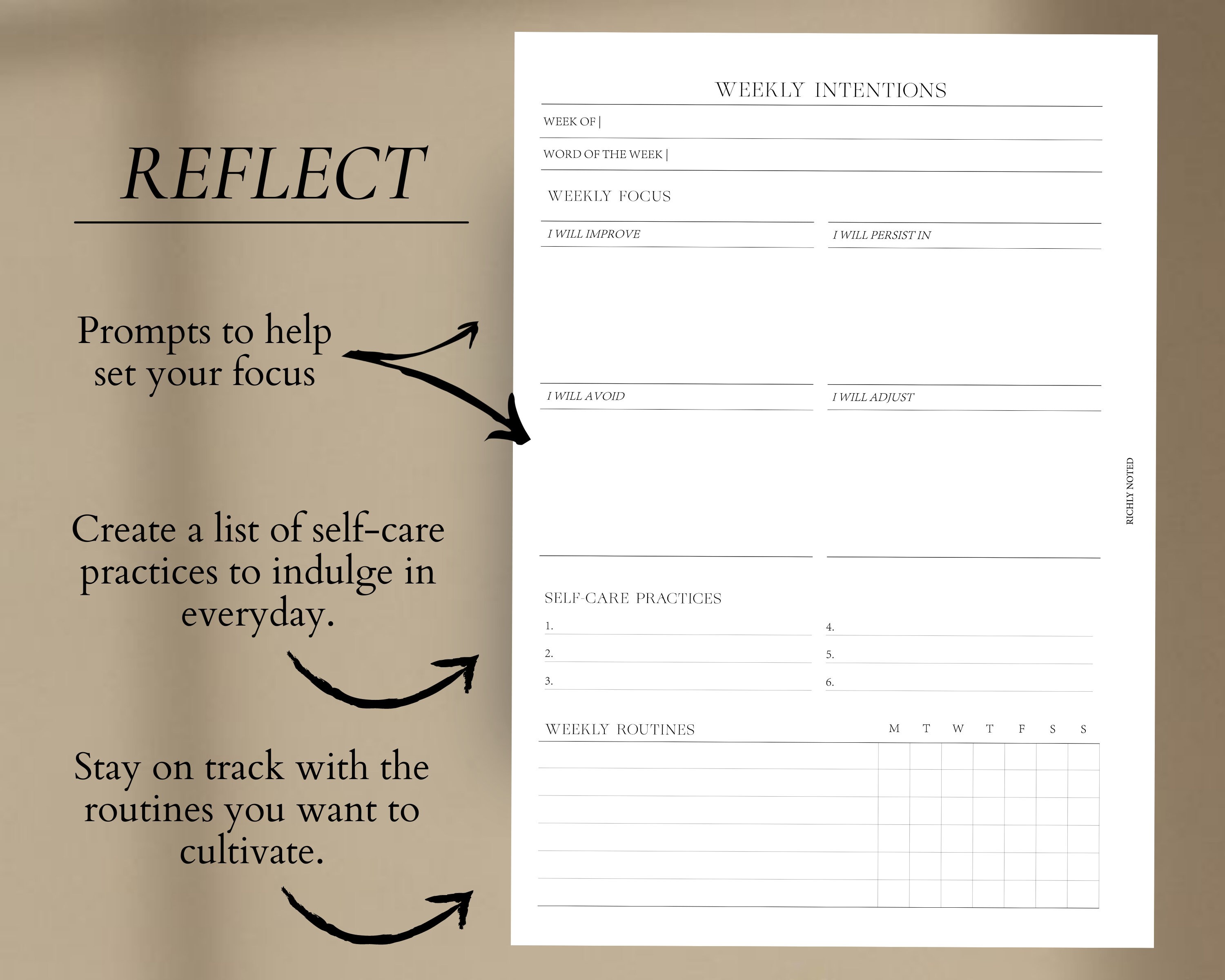 Intention-setting Weekly Digital Planner Self-care Planner With Habit ...