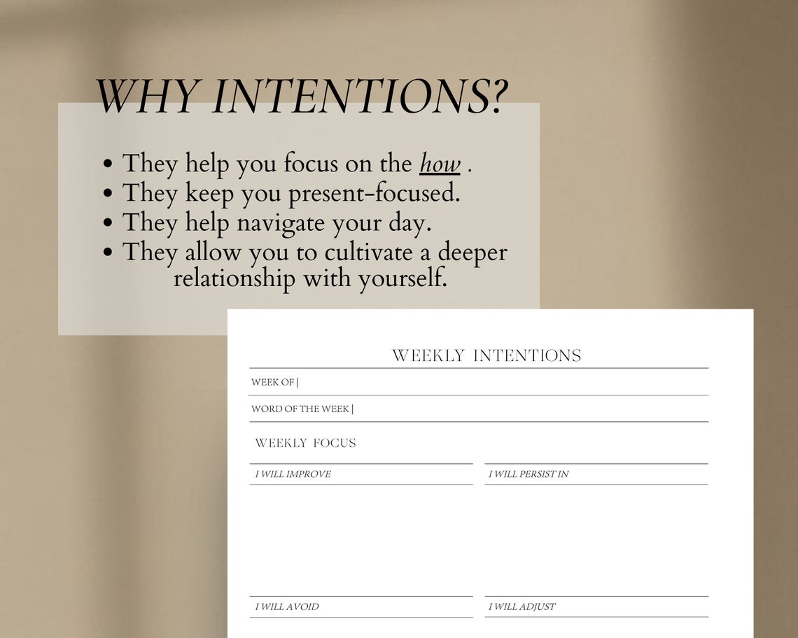 Intention-Setting Weekly Digital Planner Self-care Planner | Etsy