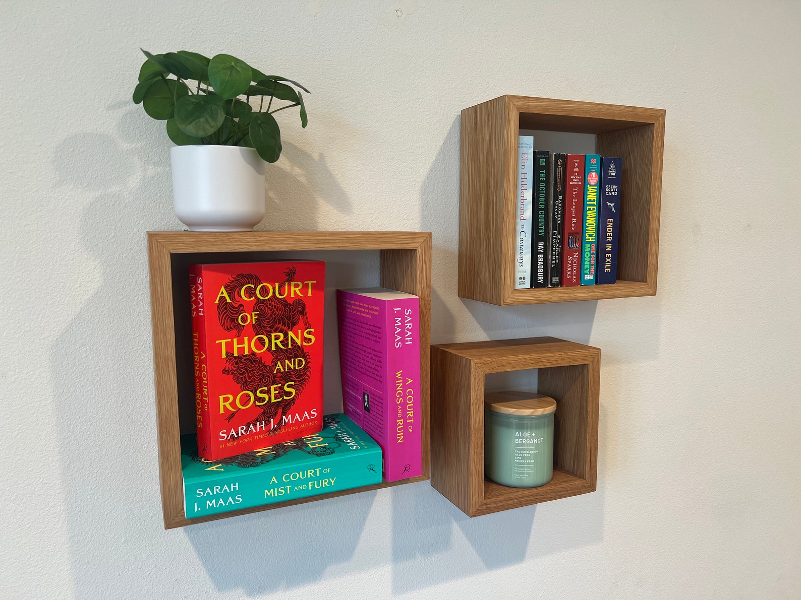 Floating Cube Bookshelves | Wood Book Display and Storage | Walnut ...