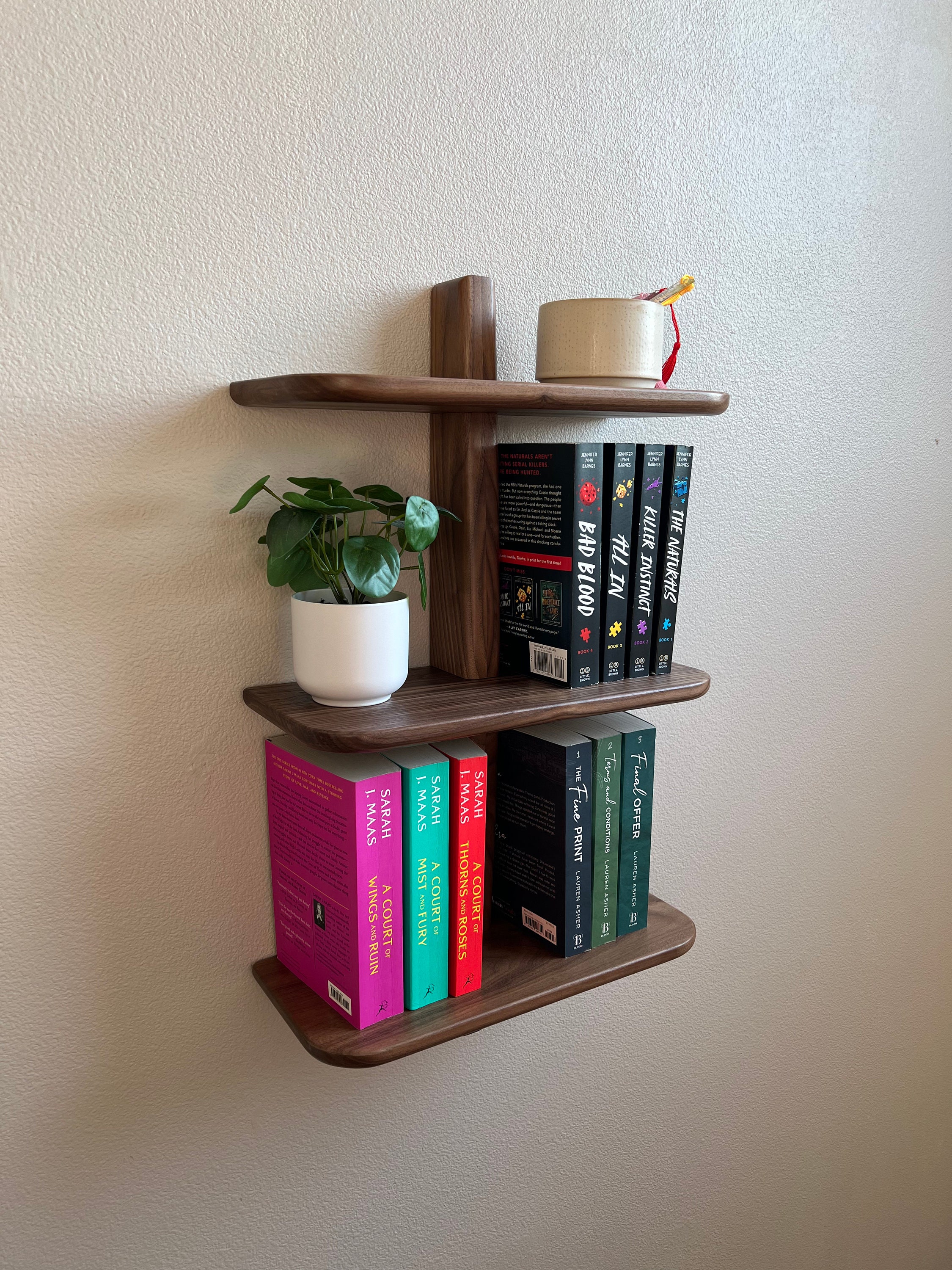 Spine Shelf A Tiered Floating Bookshelf Walnut, Maple, Cherry, White ...