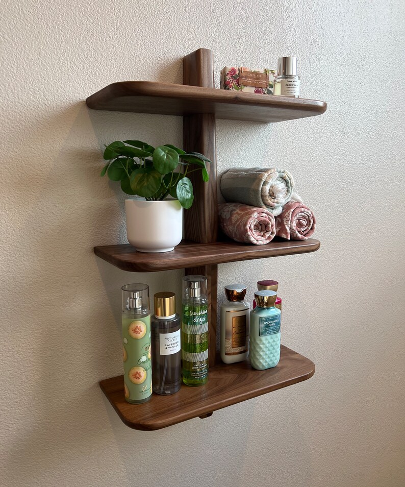 Spine Shelf A Tiered Floating Shelf Walnut, Maple, Cherry, White Oak ...
