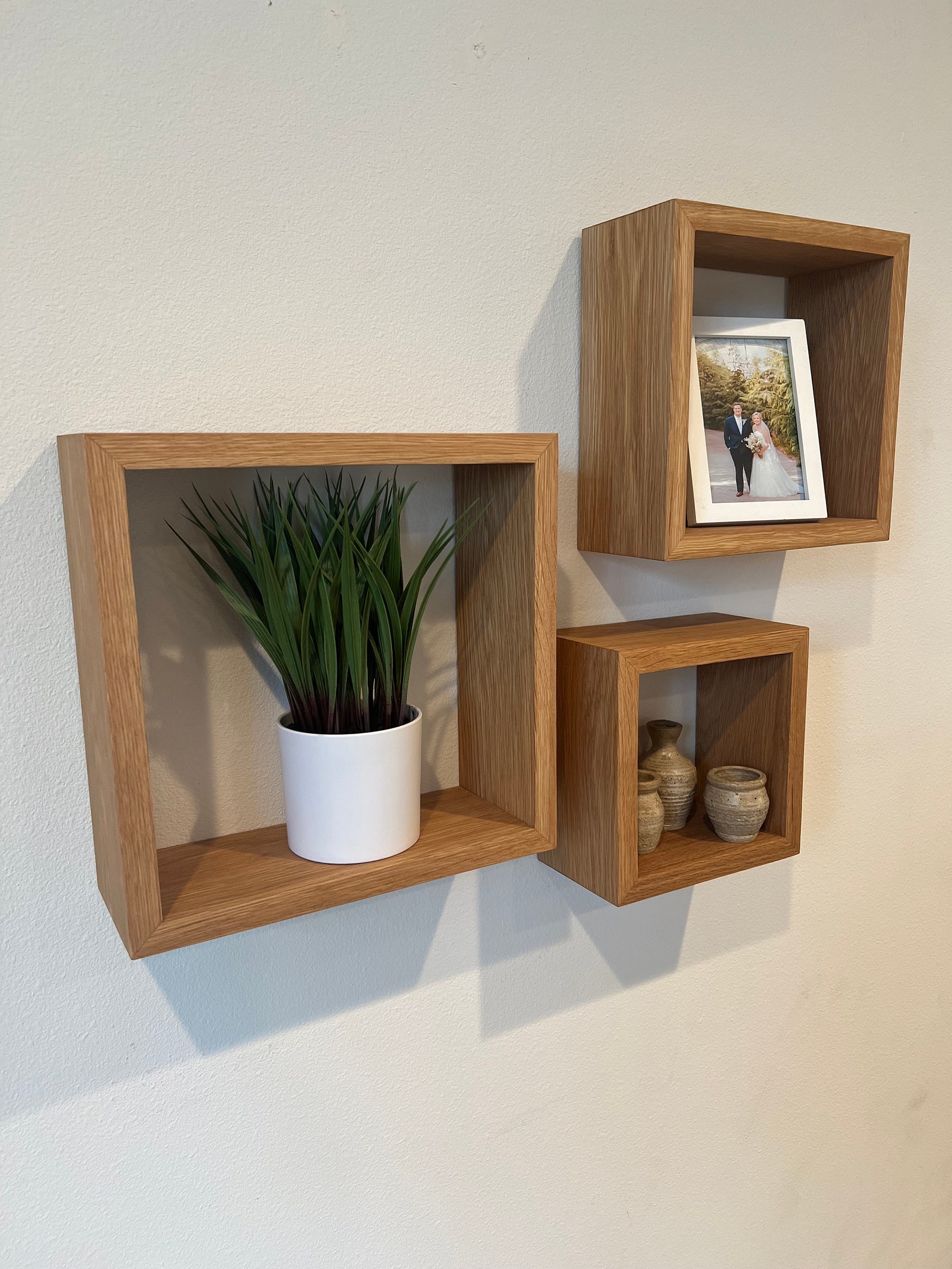Floating Cube Shelves Wood Display Shelf Walnut, Maple, Cherry, White ...