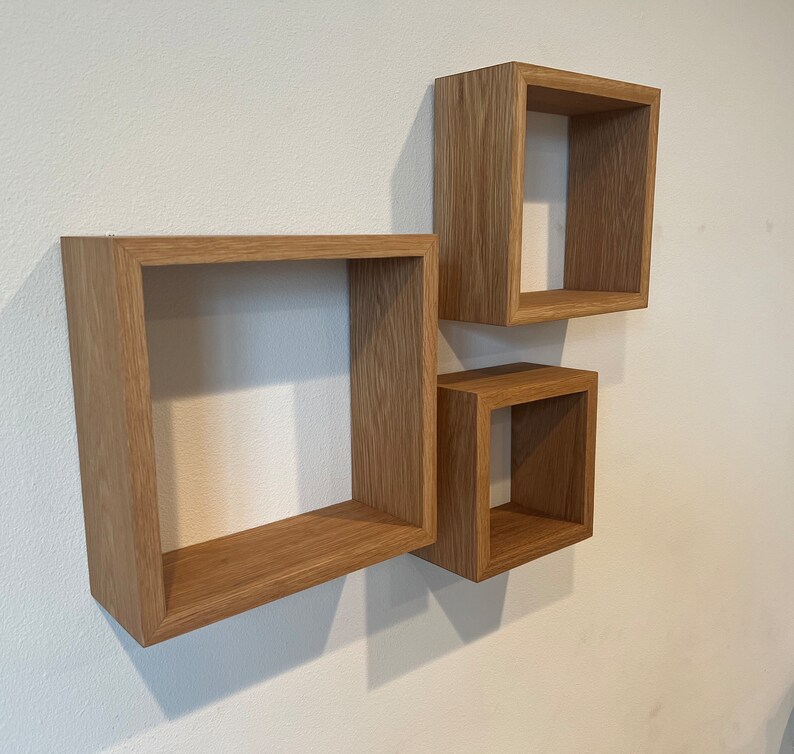 Floating Cube Shelves Wood Display Shelf Walnut, Maple, Cherry, White ...