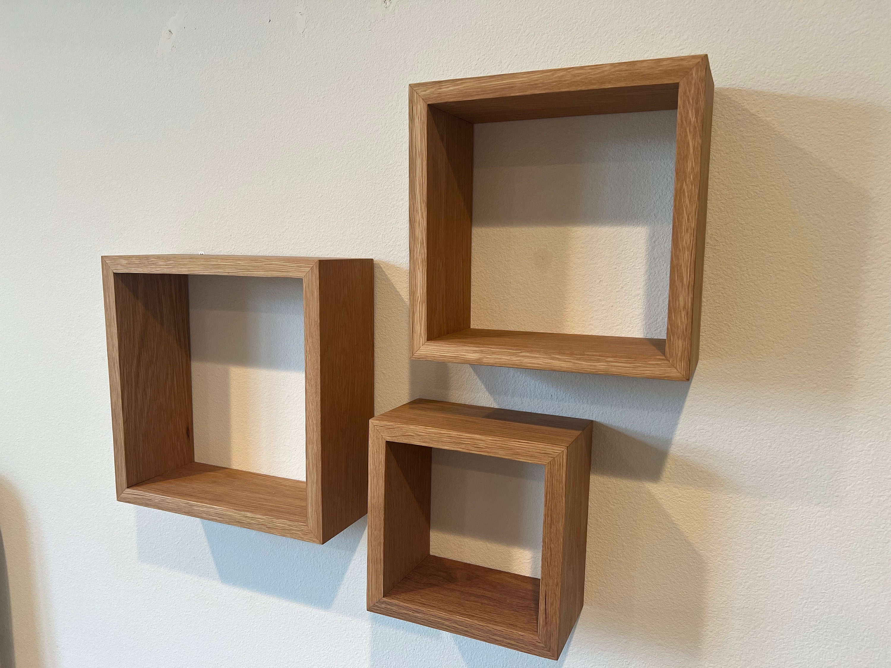 Floating Cube Bookshelves | Wood Book Display and Storage | Walnut ...