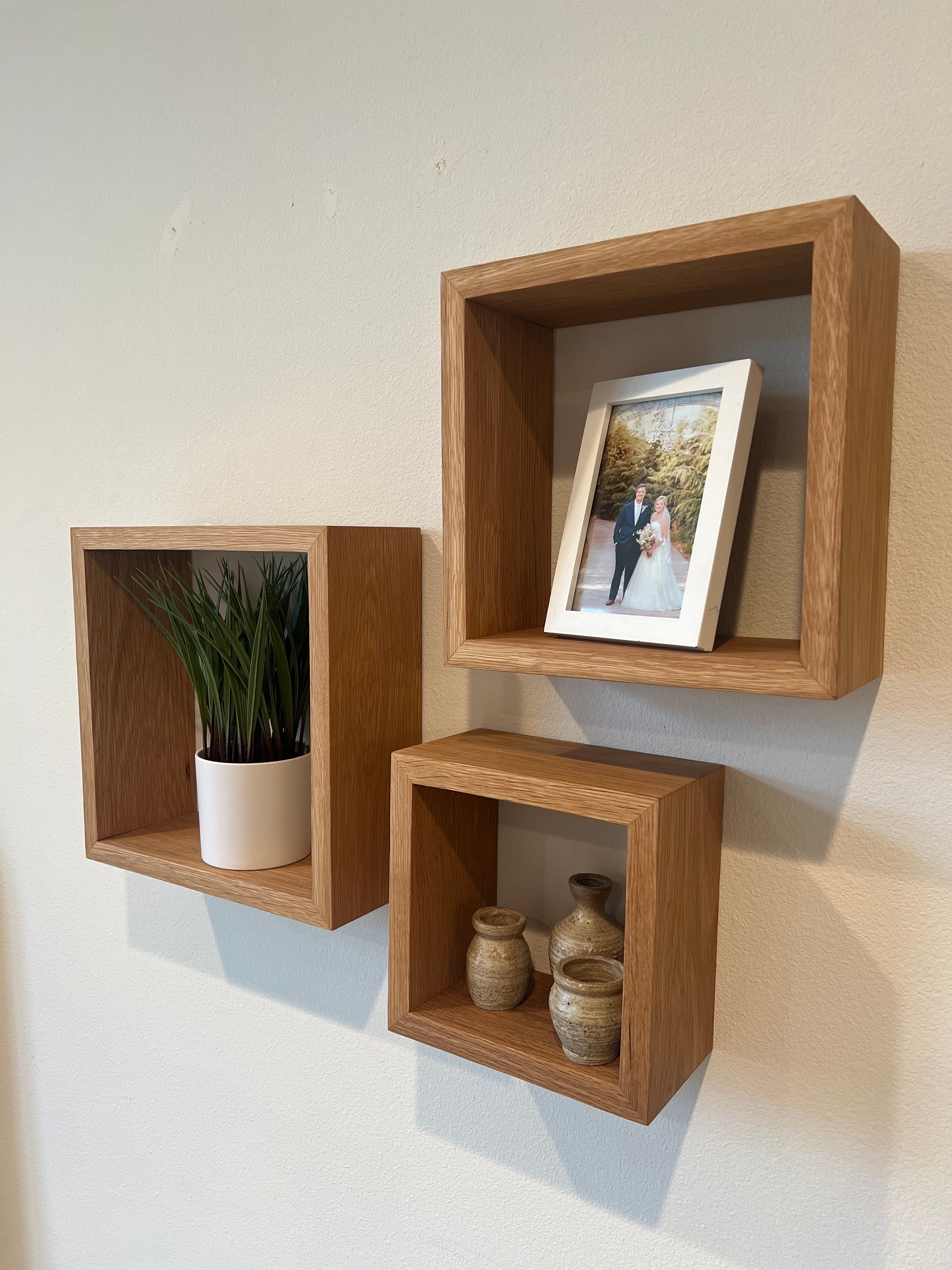 Floating Cube Shelves Wood Display Shelf Walnut, Maple, Cherry, White ...