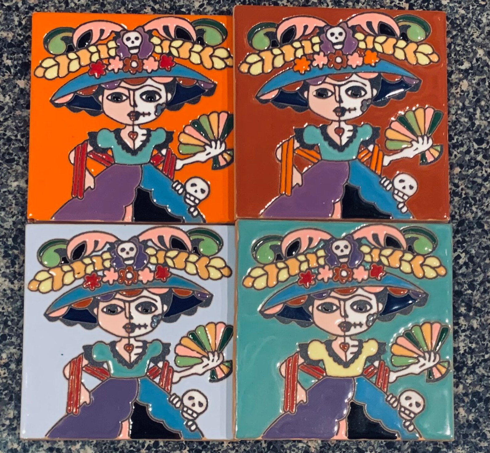 Talavera Mexican Tile Frida Kahlo Day of the Dead Ceramic - Etsy