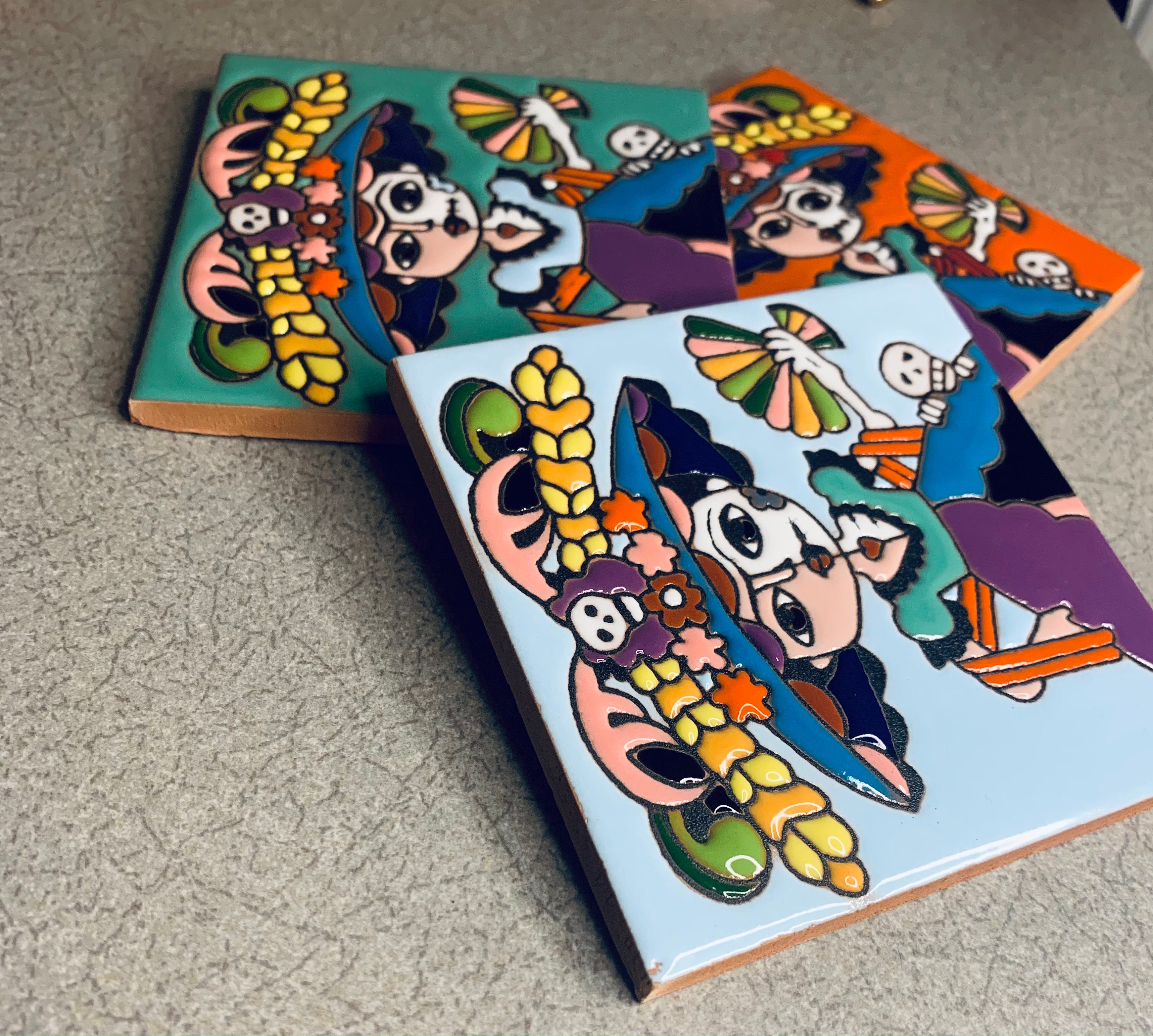 Talavera Mexican Tile Frida Kahlo Day of the Dead Ceramic - Etsy