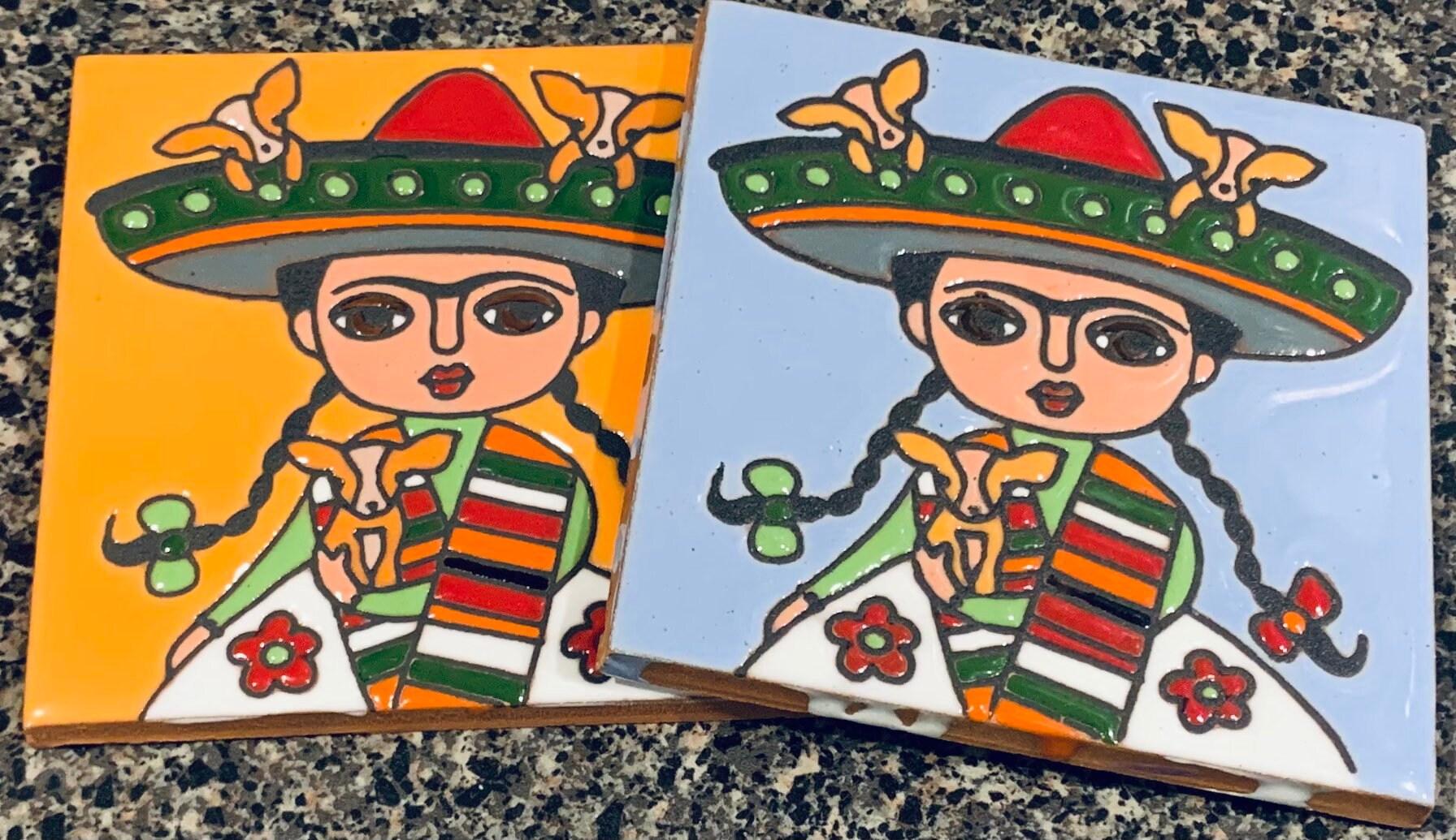 Talavera Mexican Tile Frida Kahlo Day of the Dead Ceramic - Etsy