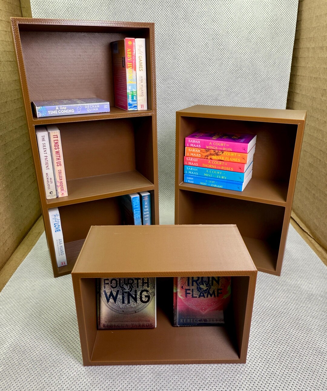 Mini Book Bookshelf Set, 3D Printed Book Nook Decor, Anxiety Bookcase ...