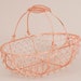 Copper Wire Rose Gold Metal Basket Shallow Pink Double Swing Handle ...