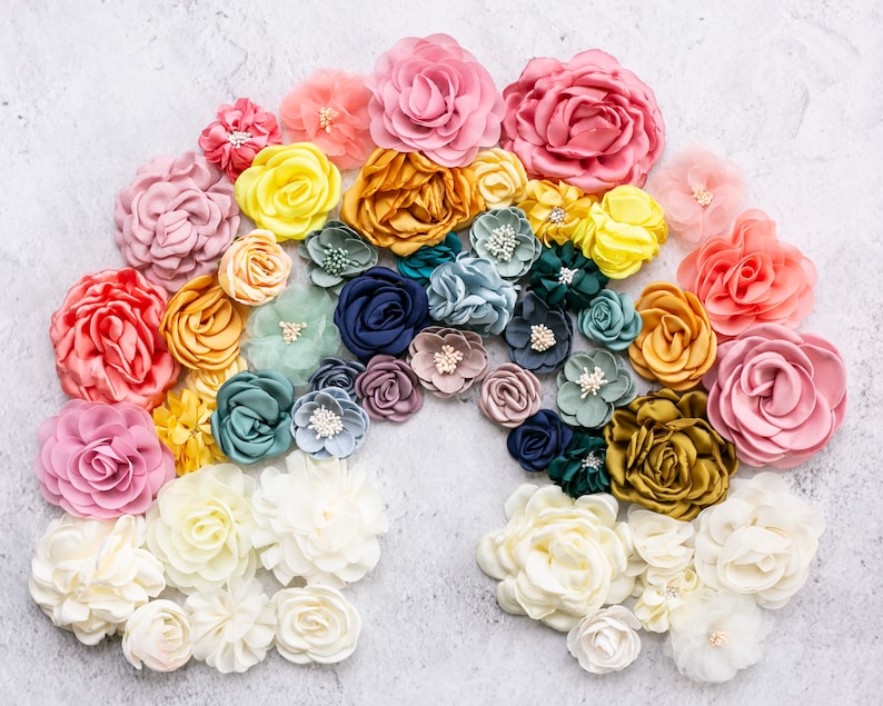 Fabric Flower Grab Bag: Assorted Millinery Flowers, DIY Embellishments ...