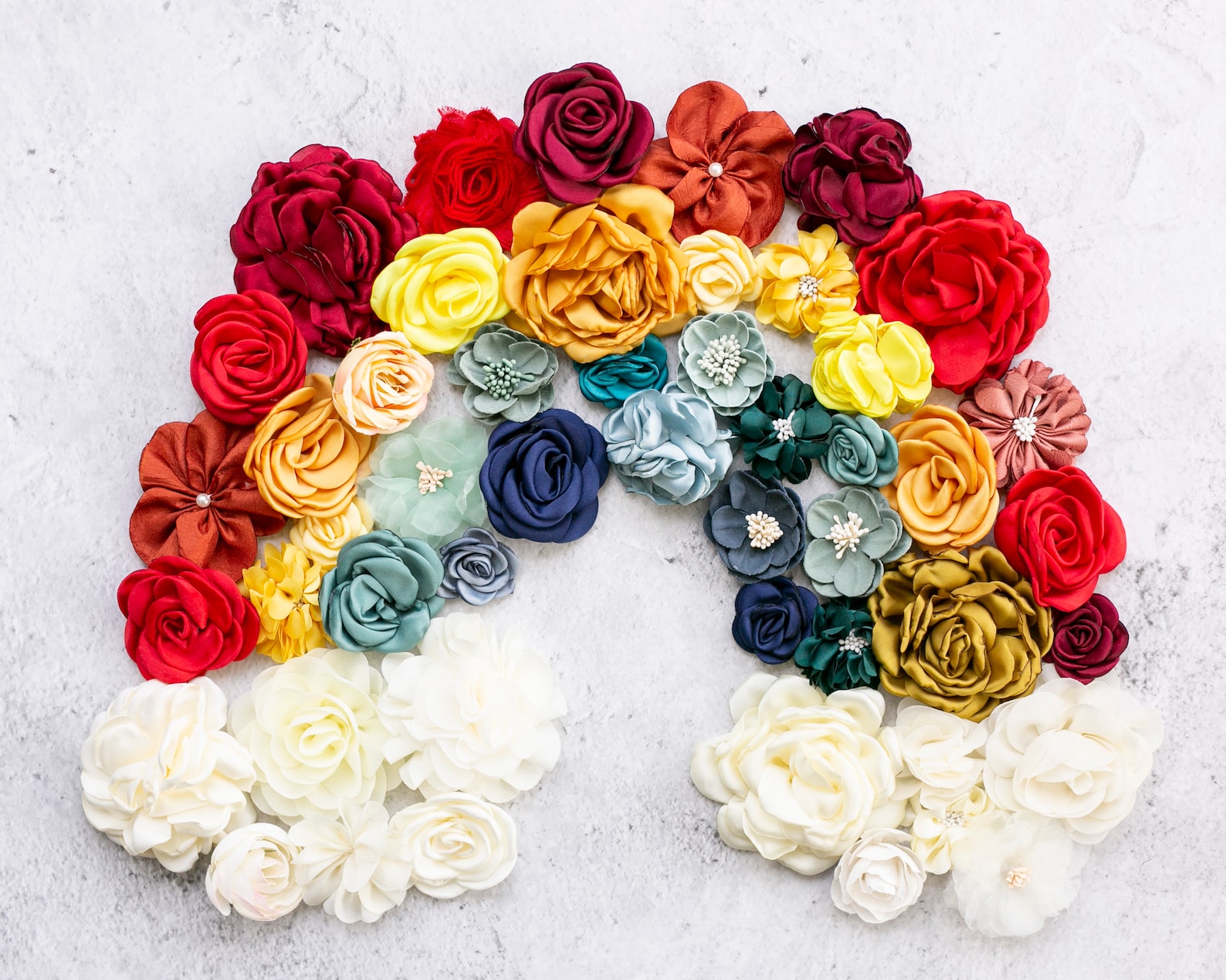 Fabric Flower Grab Bag: Assorted Millinery Flowers, DIY Embellishments ...