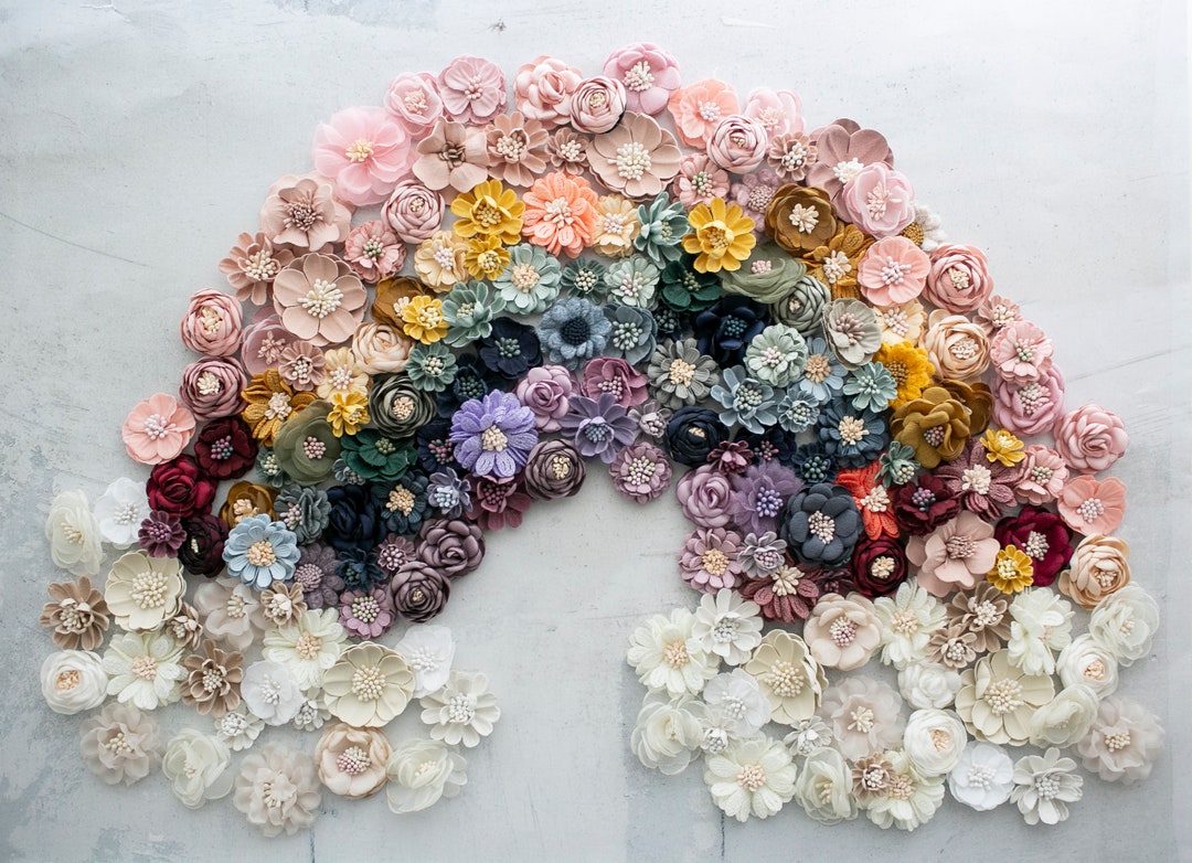 Mini Fabric Flowers Grab Bag: Rainbow Millinery Craft Flowers (0.75-1.5 ...