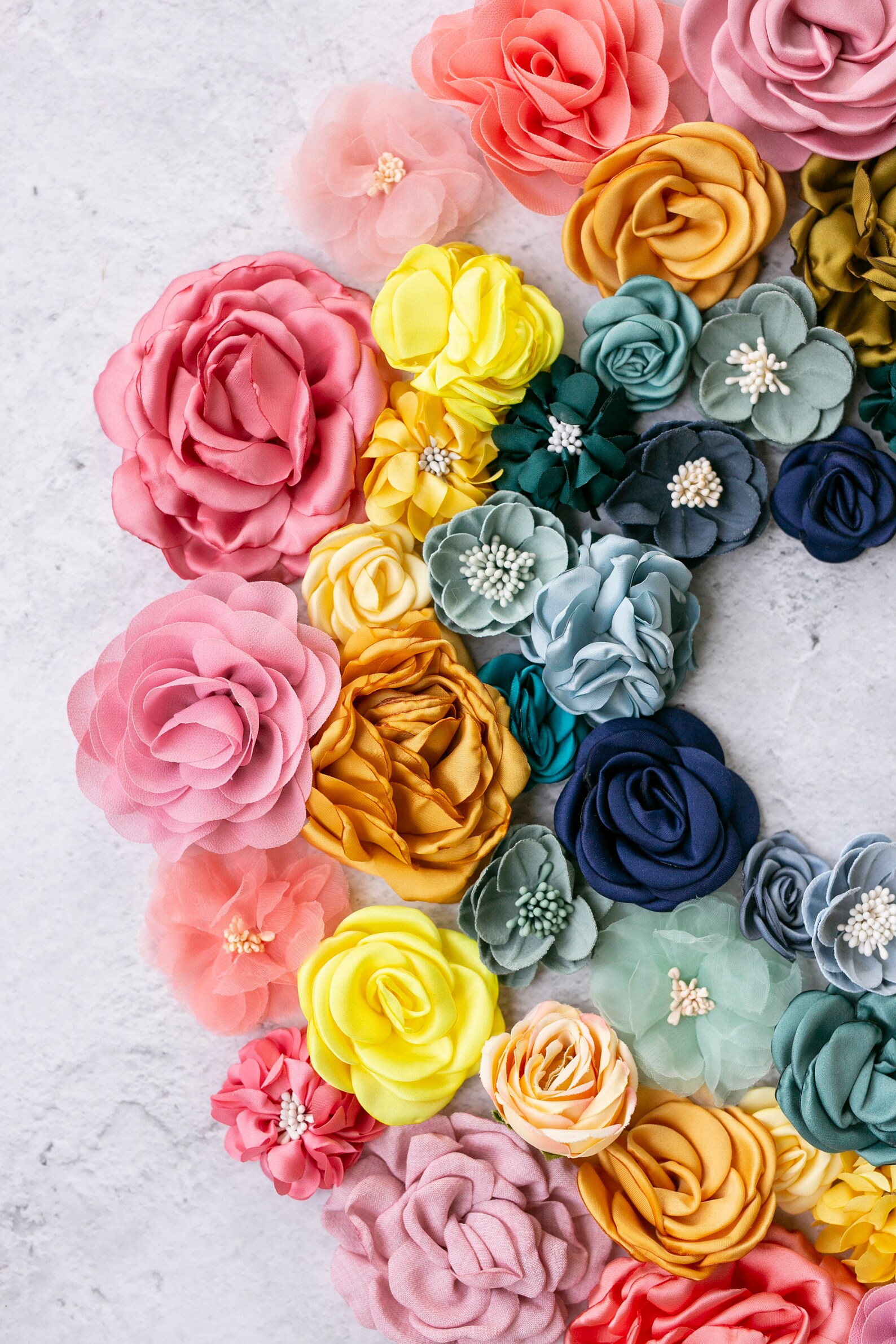 Fabric Flower Grab Bag: Assorted Millinery Flowers, DIY Embellishments ...