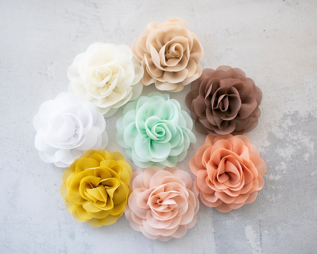 Whimsical Chiffon Fabric Flowers 8.5cm Chiffon Garden Rose Florals ...