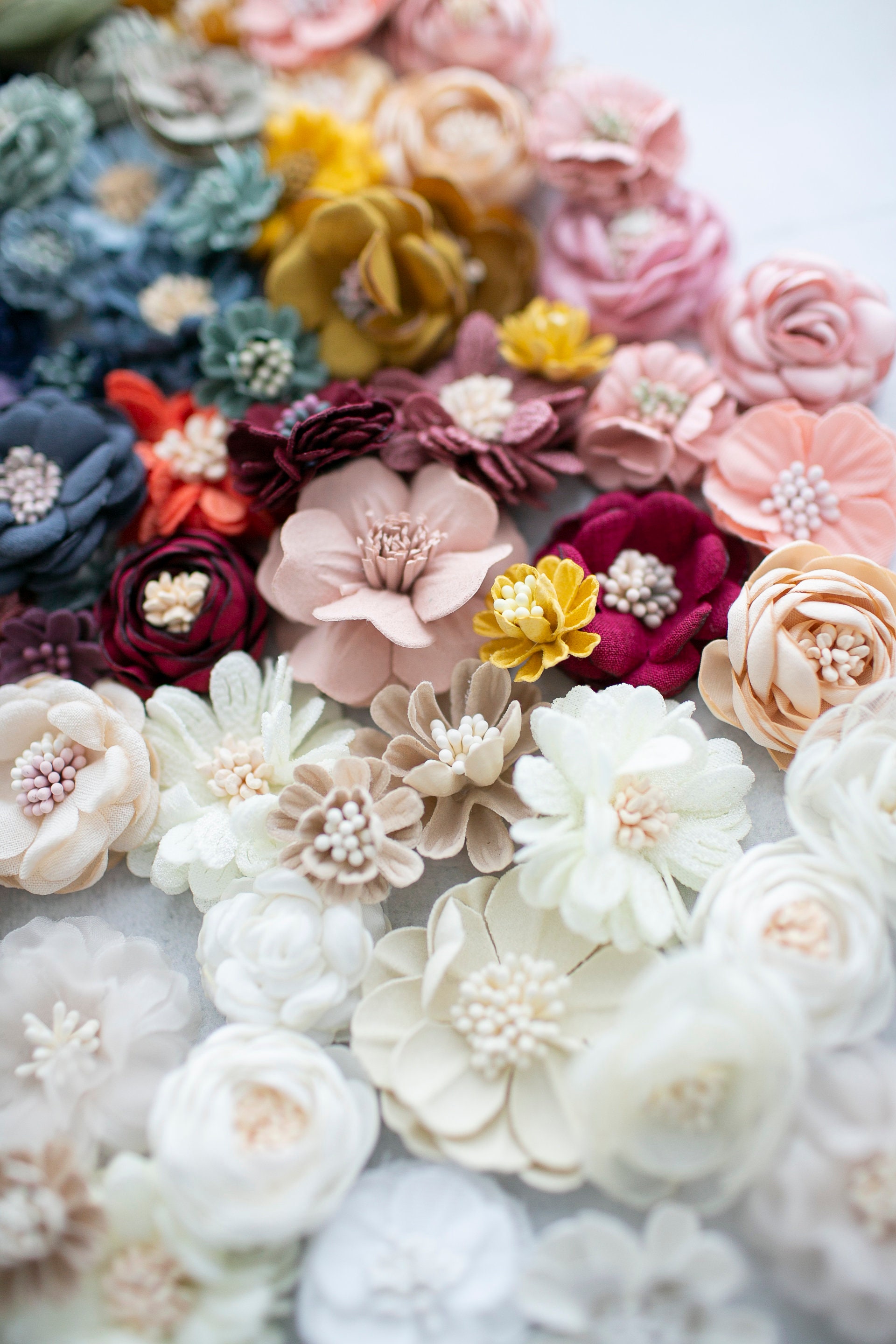 Mini Fabric Flowers Grab Bag: Rainbow Millinery Craft Flowers (0.75-1.5 ...