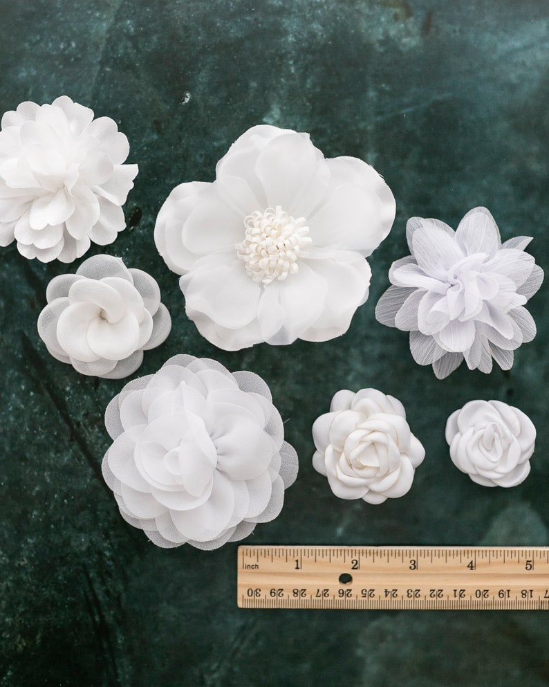 White Fabric Flower Variety Pack | Wedding, Craft Projects - Etsy