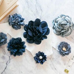 Fabric Flower Variety Bundle | Midnight Blue Flower Pack | Navy Blue ...