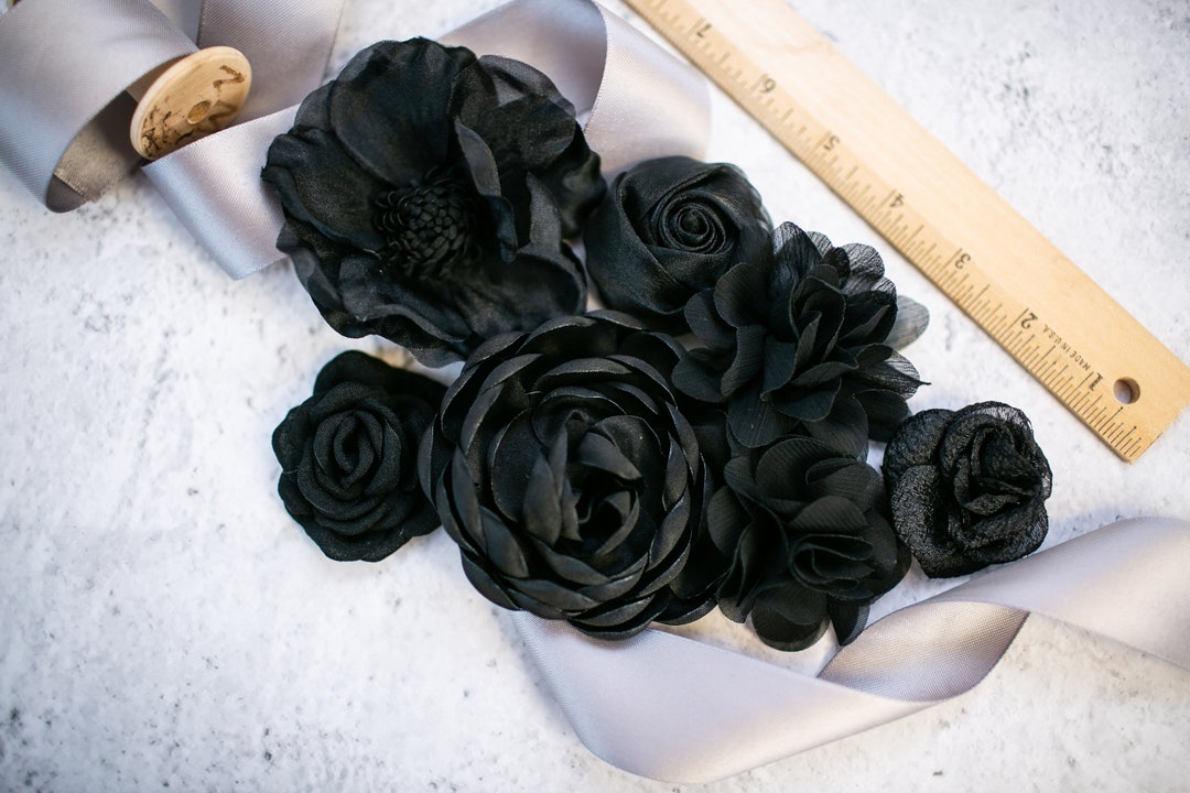 Black Fabric Flower Variety Bundle: Gothic Craft Flowers, 7 Piece Set ...